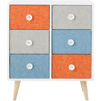 Mobili Rebecca Rebecca Mobili Kommode Schubladenschrank Platzsparend 6 Schubladen Holz Stoff Bunt Modern