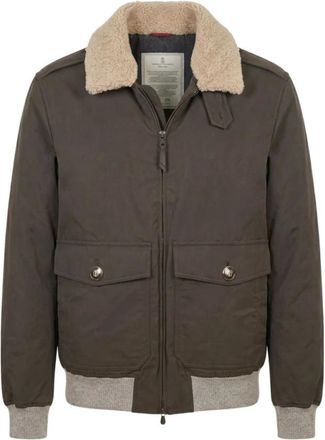 Brunello Cucinelli Homme, Vestes, Brun, Taille: 2XL Veste Bomber Col Mouton