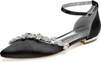 Generic Chaussures Mari&eacute;e Plates Confortable Femme Confortable Plates Mariage Chaussures Plate Mariee Robe 2Cm,Noir,42 EU