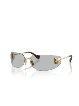 Miu Miu Womens Miu Sunglasses Grey-Gold Metal Eyewear - Grey/gold