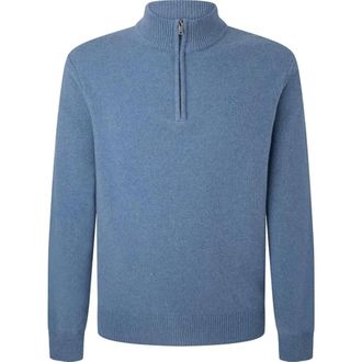 Hackett Pull zipp&eacute; en laine dagneau - Homme - Pulls - Bleu - Taille: M
