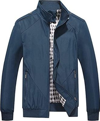 Minetom Blouson Homme Léger Veste Jacket Hiver Printemps Automne Aviateur Col Montant Bomber Blouson Trench B Bleu S