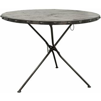 Massivmoebel24 Esstisch rund Mango 100x100x80 grau lackiert HEAVY INDUSTRY 156