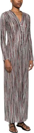 Missoni Femme, Robes, Brun, Taille: 34 FR Robe Longue Maxi en Maille &agrave; Manches Longues