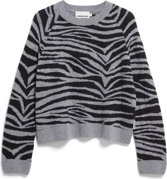 Armedangels Damen Pullover aus Bio-Woll Mix LILIRIAA ZEBRARAA Loose Fit Silver Melange-Steel Melange