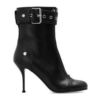 Alexander McQueen Leder Kn&ouml;chelstiefel - - Shoes - Damen - Schwarzk - 37 EU