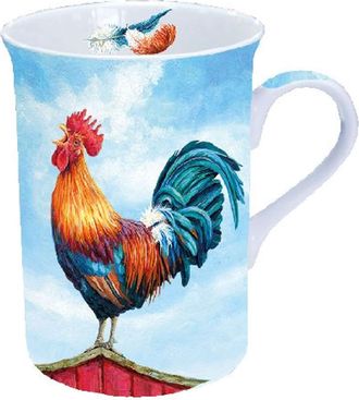 Ambiente Porzellantasse Hahn Kukelku Becher Bone China 0,25l Kaffeebecher Henkelbecher