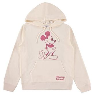 Disney Ladies Mickey Mouse Fashion Shirt Mickey Mouse Hoodie with Foil (Ivory Foil, 3X-Large)