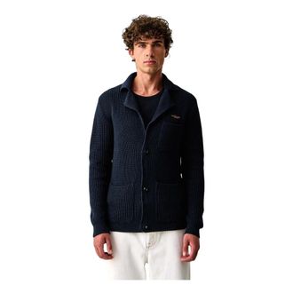 Aeronautica Cardigan - - Knitwear - Herren - Blau - 2XL