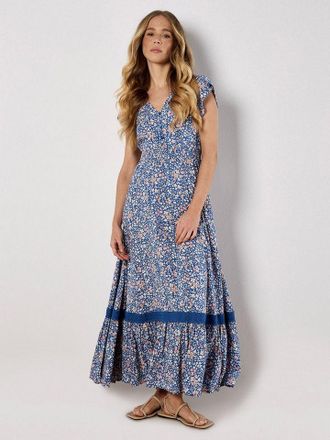 Apricot Maxikleid Ditsy Cluster Crochet Maxi Dress mit bestickter Bord&uuml;re