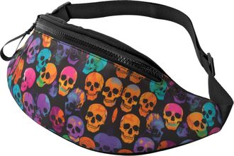 Generic Stylisch G&uuml;rteltasche Totenkopf-Print Umh&auml;ngetaschen G&uuml;rteltasche Bauchtasche F&uuml;r Outdoor Fitness Aktivit&auml;ten 14X35Cm