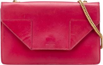 Saint Laurent Sac pochette en cuir &eacute;l&eacute;gant pr&eacute;-appr&eacute;ci&eacute; avec cha&icirc;ne - Femme - Pre-owned - Rouge - Taille: ONE Size
