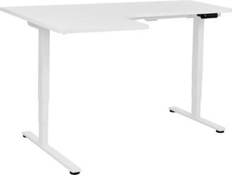 Beliani Eckschreibtisch elektrisch h&ouml;henverstellbar DESTINES Wei&szlig; 160 cm 109 cm linksseitig