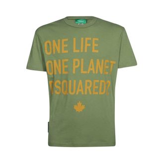 Dsquared2 Logo Baumwoll-T-Shirt - - Tops - Herren - Gr&uuml;n - XS