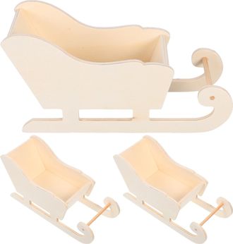 Valiclud 3 St&uuml;ck Weihnachtsschlitten Dekorationsset aus Holz mit Weihnachtsmann Bonboniere und Tischfigur Vintage Weihnachtsmannschlitten f&uuml;r Festliche Tischde