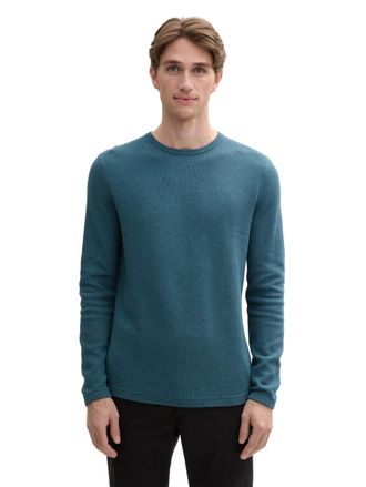 Tom Tailor Herren Strickpullover aus Baumwolle, 32721 - Dark Green Melange, XXL
