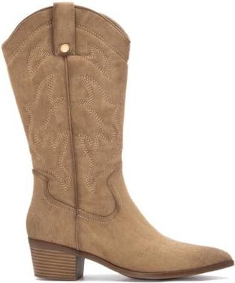 Xti Bottes de cowboy Femme Beige - Chaussures confortables et polyvalentes - Mode décontractée - Modèle 14430803 (Taille36)