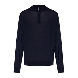Paul & Shark Superfeiner Merino-Woll-Pullover mit halbem Rei&szlig;verschluss - - Knitwear - Herren - Blau - 3XL