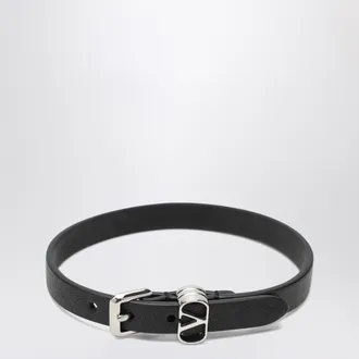 Valentino Garavani Schwarzes VLogo Signature Armband aus Leder