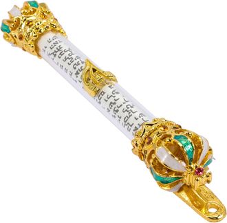 Lurrose Jüdische Metall Mezuzah Türdeko Grün mit Schriftrolle Kunstvolle Religiöse Türseite Verzierung Wetterfest für Außentür Dekoratives Haussegen Geschenk 