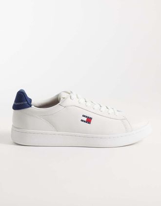 Tommy Hilfiger Baskets en cuir - Blanc/bleu marine