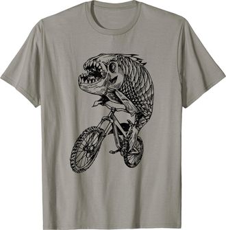 Seembo Piranha Radfahren Fahrrad Radfahrer Biker Biking Lustiges Fahrrad T-Shirt