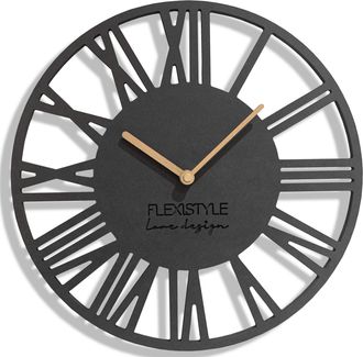 FlexiStyle EKO wanduhr ohne tickger&auml;usche LOFT Piccolo Schwarz (Anthrazit) 30cm, Wohnzimmer, Schlafzimmer, in EU hergestellt