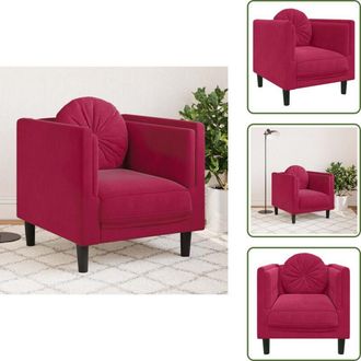 vidaXL The Living Store Sofasessel mit Kissen Weinrot Samt - Sessel