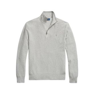 Ralph Lauren Gerippter Half-Zip Rollkragenpullover - - Knitwear - Herren - Grau - 2XL