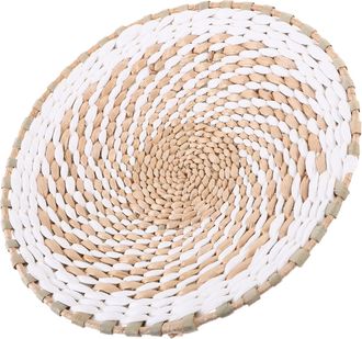 DOITOOL Boho Wanddeko Gewebt aus Gras Runde Rustikale Wanddekoration Ø 25cm Handgefertigter Wandschmuck für Wohnzimmer Schlafzimmer