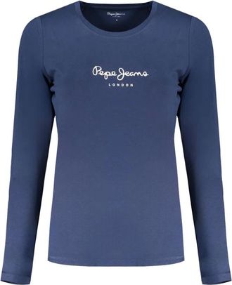 Pepe Jeans London Blau Baumwolle Langarm Logo T-Shirt - - Tops - Damen - Blau - XL
