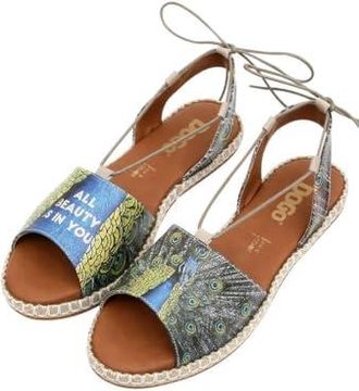 Dogo Femme Cuir Vegan Bleu Sandales à Lacets - All Beauty is in You Motif