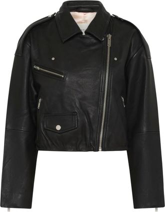 Gestuz Femme, Vestes, Noir, Taille: 40 FR Leather Vestes