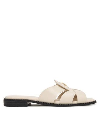 Tommy Hilfiger Pantoletten Leather Crest Square Toe Sandals FW0FW09126 Creme