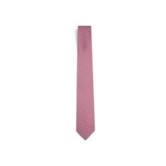 Ferragamo Homme, Accessoires, Rose, Taille: ONE Size Cravate Rouge en Soie Motif Gancini Tiss&eacute;