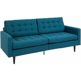 HOMCOM Homcom - Canap&eacute; convertible 2 places design contemporain dossier inclinable ind&eacute;pendamment 3 positions lin bleu canard