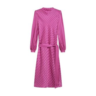 Valentino Garavani Robe mi-longue en jacquard brillant-mat avec bande logo - Femme - Robes - Violet - Taille: 38 FR