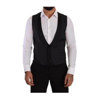 Dolce & Gabbana Schwarze Gestreifte Formelle Anzugweste - - Suits - Herren - Schwarzk - M