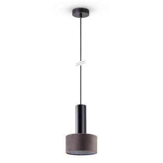 Paco Home Pendelleuchte Wohnzimmer H&auml;ngeleuchte Stoffschirm Esszimmer Modern GU10 Kabell&auml;nge 1,5m, Lampenart:Pendelleuchte, Leuchten Farbe:Schwarz-Grau