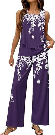 Generic Ensemble de surv&ecirc;tement pour femme tendance d&eacute;contract&eacute; de couleur unie avec col roul&eacute; et pantalon de surv&ecirc;tement pour femme, violet, L