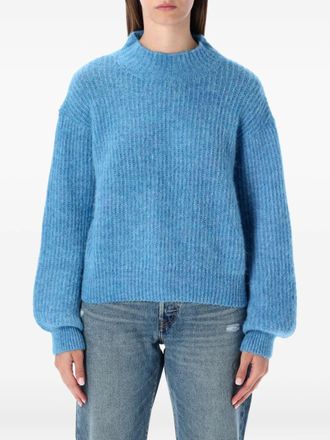 American Vintage pull en maille &agrave; col montant - Bleu