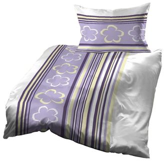 Gerald Wittmann Bettw&auml;sche 140x200 cm + 70x90 cm, Baumwolle Renforce, Wolken Lila Beige Wei&szlig;