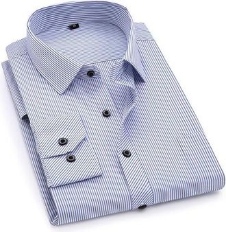 Generic Chemise décontractée à manches longues pour homme - Couleur unie - Coupe ajustée - Revers, 2102, 5XL