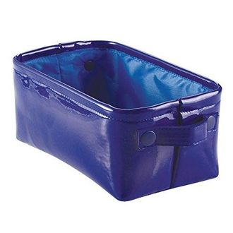 InterDesign iDesign 62381EU Remy Aufbewahrungsbox aus Veganem Lackleder für Bad, Klein, Plastik, marineblau, 31.75 x 18.288 x 15.24 cm