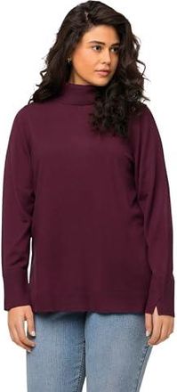 Ulla Popken Rollkragenpullover, breite Rippbündchen, Langarm Pull-Over, Baie foncée, 48-50 Femme