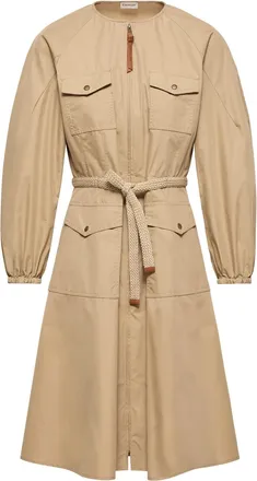 Moncler Moncler Robe Pliss&eacute;e En Popeline, Femme, Beige, Taille: 38