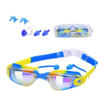 Generic Kinder-Schwimmbrille, Schwimmbrille f&uuml;r Kinder, Anti-Beschlag-Schnorchelbrille mit Ohrst&ouml;pseln, UV-Schutz, Wassersportbrille f&uuml;r klare Sicht