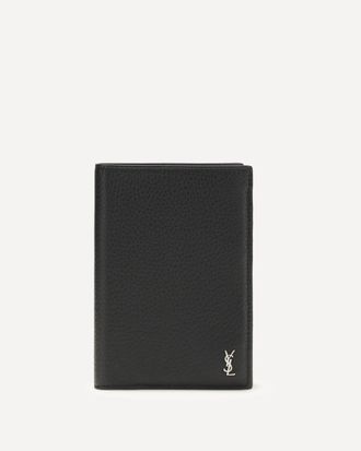 Saint Laurent Tiny Cassandre Passport Holder in hammered leather Male UNI