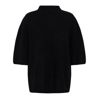 Soaked In Luxury SLMusling Pull Col Roul&eacute; Maille C&ocirc;te - Femme - Pulls - Noir - Taille: 38 FR