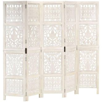 vidaXL Vidaxl - Cloison de s&eacute;paration 5 panneaux Blanc 200x165 cm Bois manguier